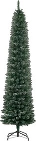 HOMCOM zasněžený štíhlý vánoční strom s 624 větvičkami, odnímatelná a skládací základna, Ø56x225 cm, zelený