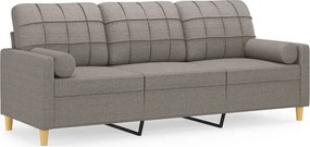 3místná pohovka s polštáři taupe 180 cm textil 3200797