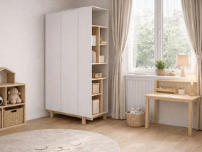 Designová šatní skříň s otevřeným regálem BASIC bílá