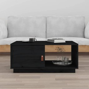 Konferenční stolek černý 80x50x35,5 cm masivní borové dřevo - Default Title
