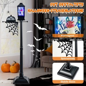 Costway 155 cm Halloween dekorativní pouliční lampa s 6 barevnými LED světly