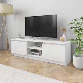 TV stolek bílý s vysokým leskem 120 x 30 x 35,5 cm dřevotříska - Default Title