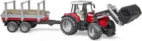 Bruder 02046 Massey Ferguson 7480 s čelním nakladačem a přepravníkem d