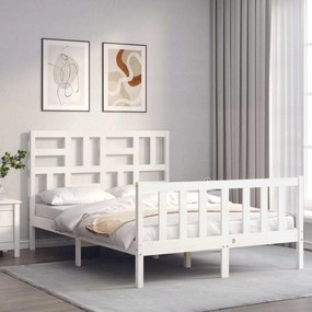 vidaXL Rám postele s čelem 120 x 200 cm masivní dřevo [3193071] Barva: Bílá