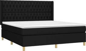 Box spring postel s matrací a LED černá 180x200 cm textil 3139135