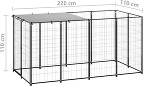 Psí kotec černý 2,42 m² ocel 3082199