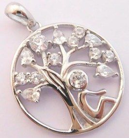 Krásný stříbrný přívěšek se zirkony - strom života pr. 19mm 031067300001