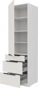 ARIA wh | vysoká skříňka 60 DKS-210 3S1F potravinová | UNI DVÍŘKA | 60 cm | PREMIUM BOX | bílá