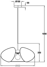 Fabas 3706-40-101 Fassa, drátěné závěsné svítidlo, 1xE27 max.40W, černá, prům. 60cm