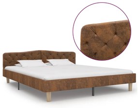 vidaXL Rám postele hnědý umělá broušená kůže 180 x 200 cm