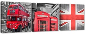 Obraz na plátně třídílný London Red - 90x30 cm