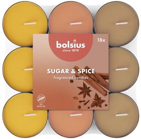 Bolsius Čajové 18ks, 260g, doba hoření 18x3,5hod, Sugar&spice basic tříbarevné, vonné svíčky