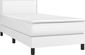 Box spring postel s matrací a LED bílá 100x200 cm umělá kůže 3134148