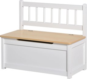 HOMCOM Úložný box na hračky pro děti s opěrkou a polstrovaným víkem nosnost 40 kg pro herny a ložnice 60x30x50 cm Bílá | Aosom