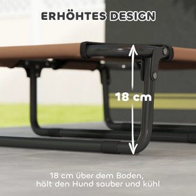 PawHut Zvednutá Postel pro Psy Skládací Postel pro Zvířata, Venkovní Lehátko pro Psy s Mřížkovým Designem, Prodyšné, pro Malé a Středně Velké Psy Káv…