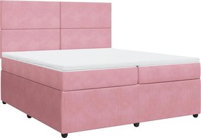 Box spring postel s matrací růžová 200x200 cm samet 3292429