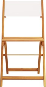 3dílný bistro set krémově bílý textil a masivní dřevo 3281748