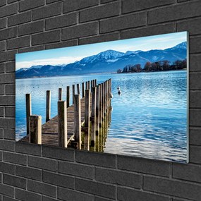 Obraz na skle Most Moře Hory Architektura 140x70 cm