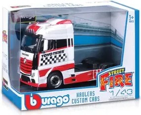 Bburago Haulers custom cabs Kamion M-B Actros Gigaspace červeno-bílá /