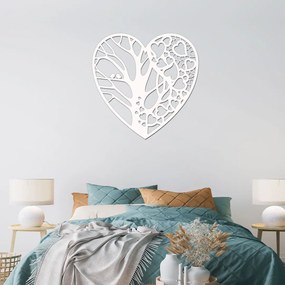 dřevo života Dřevěný strom na zeď SRDCE Zvolte rozměr (cm): 60, Zvolte barvu dekoru: Bílá