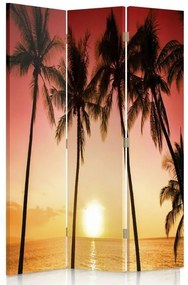 Ozdobný paraván Palm Beach Sun - 110x170 cm, třídílný, obustranný paraván 360°