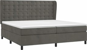 Box spring postel s matrací tmavě šedá 200x200 cm samet 3129472