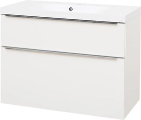 Mereo Mereo, Mailo, koupelnová skříňka s umyvadlem z litého mramoru 101 cm, bílá, dub, antracit, CN512M