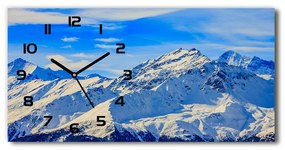 Wallmuralia Moderní skleněné hodiny na stěnu Alpy zima 60x30 cm