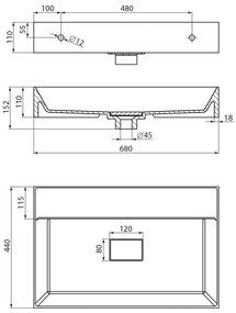 Sapho - Závěsné umyvadlo GODIVA 68x44 cm mramor/bílá
