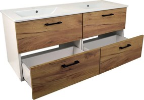 Comodo Koupelnová skříňka s keramickým umyvadlem Agria NEW W 120 - bílá/zlatý dub