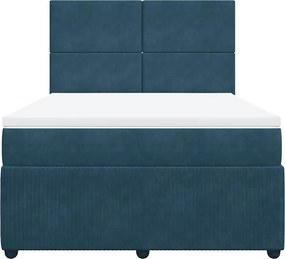 Box spring postel s matrací tmavě modrá 140x190 cm samet 3292332