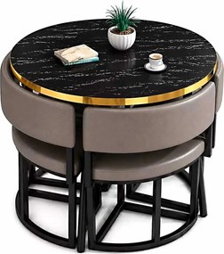 LuxuryForm DESIGN Jídelní set MONTE 4+1 - šedý / černý