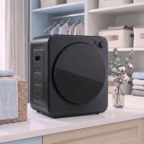 HOMCOM Mini sušička prádla 4 kg s 5 programy až do 60℃ 800W/400W odvětrávací sušička s nerezovým bubnem černá