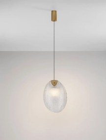 Ocelové LED závěsné svítidlo v mosazné barvě se skleněným stínidlem Shelina – Nova Luce