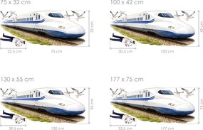 Vlak Shinkansen textilní přelepitelné samolepky na zeď arch 75 x 32 cm