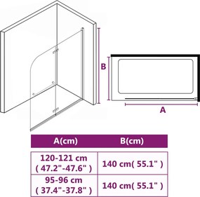 vidaXL Skládací sprchový kout se 2 panely ESG 120 x 140 cm [144677]