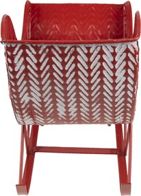 Červeno-bílá antik vánoční dekorace sáňky - 32*15*24 cm