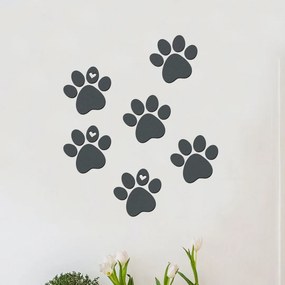 dřevo života Dřevěná samolepka Sada psích tlapek Zvolte rozměr (cm): 8x8, Zvolte barvu dekoru: Antracitová