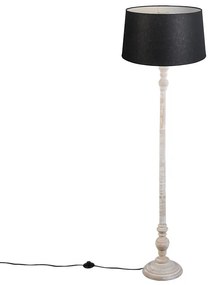 Venkovská stojací lampa béžová s odstínem černého lnu - Classico