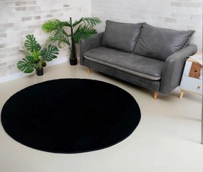 TZ Černý kulatý koberec 3D Rabbit Rozměr: 120 cm