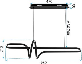 Toolight Toolight, LED stropní osvětlení 98cm, 100W, 4000K, G039-CP, zlatá lesklá, OSW-06306