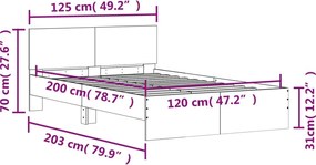 vidaXL Rám postele s čelem 120 x 200 cm [3207496] Barva: šedá sonoma