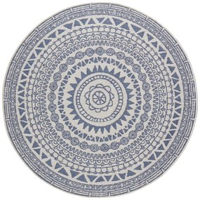Modro-krémový venkovní koberec NORTHRUGS Coron, ø 140 cm
