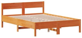 vidaXL Rám postele s čelem voskově hnědý 160x200 cm masivní borovice