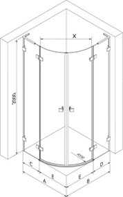 Mexen Lunar, L půlkruhový sprchový kout naklápěcí doleva 100 x 90 cm, 8mm čiré sklo, černý profil, 833L-100L-090P-70-00
