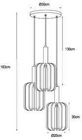 Lucide 45492/13/36 - Lustr na lanku RAFAL 3xE27/40W/230V černá/šedá