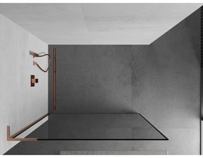 Mexen Kioto L, sprchová zástěna Walk-In 110 x 200 cm, 8mm čiré sklo černý vzor, ​​měděný matný profil, 800-110-103-65-70