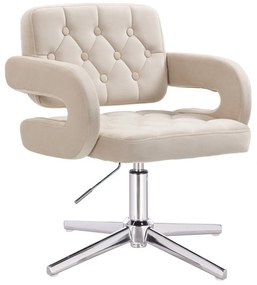 LuxuryForm DESIGN Židle ADRIA VELUR na stříbrném kříži - krémová