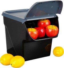 VILDE Úložný box na brambory a cibuli s větráním, VEGBOX šedý (14l - 5-8kg brambor)