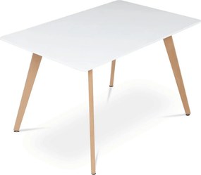 Jídelní stůl, MDF, bílý matný lak, masiv buk (120 x 80) cm
